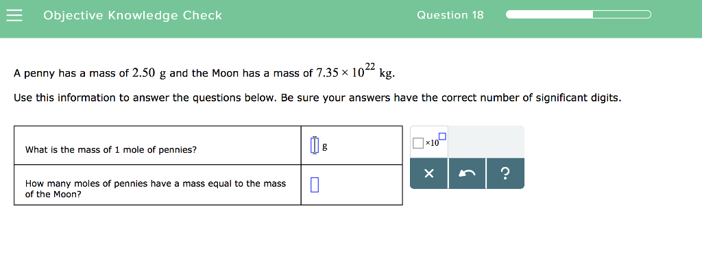 Solved Objective Knowledge Check Question 18 A penny has a | Chegg.com