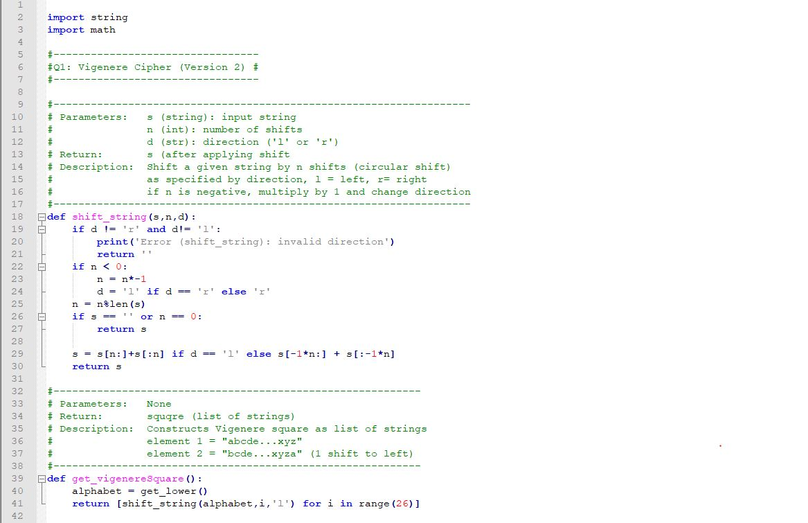 In class, the code for the Vigenere cipher (version | Chegg.com
