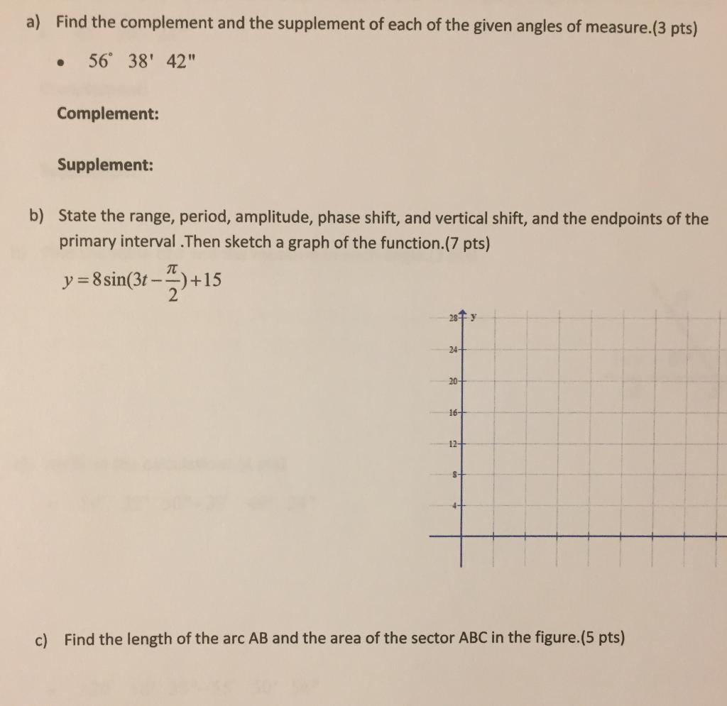 Solved a) Find the complement and the supplement of each of | Chegg.com