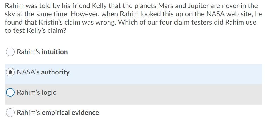 Solved Rahim was told by his friend Kelly that the planets | Chegg.com