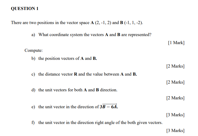 Solved QUESTION 1 There are two positions in the vector | Chegg.com