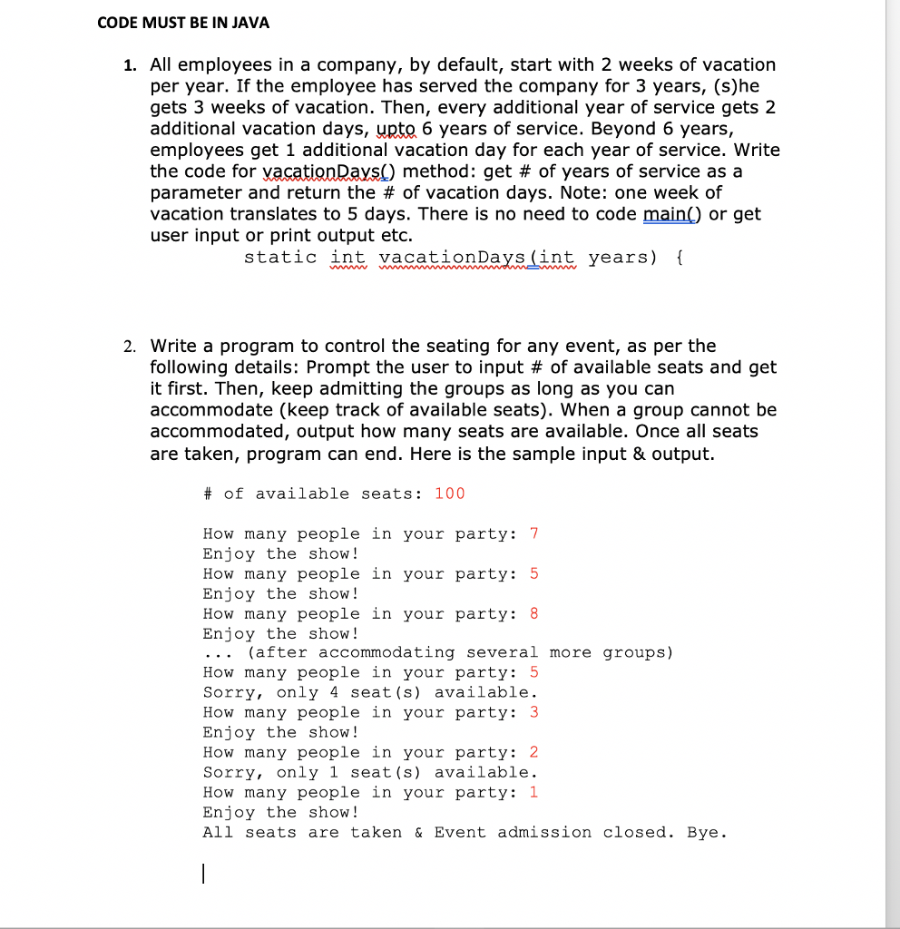 Solved CODE MUST BE IN JAVA 1. All employees in a company, | Chegg.com