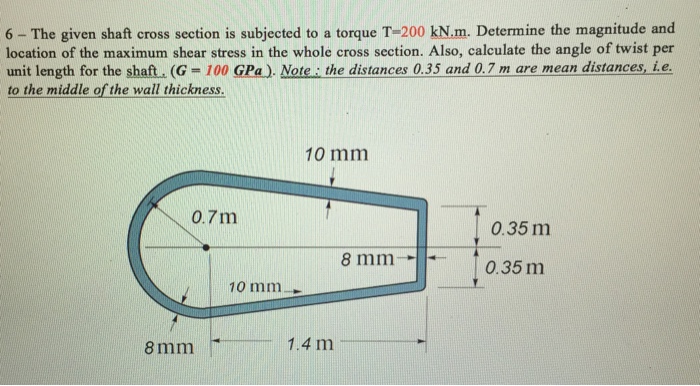 Solved The given shaft cross section is subjected to a | Chegg.com