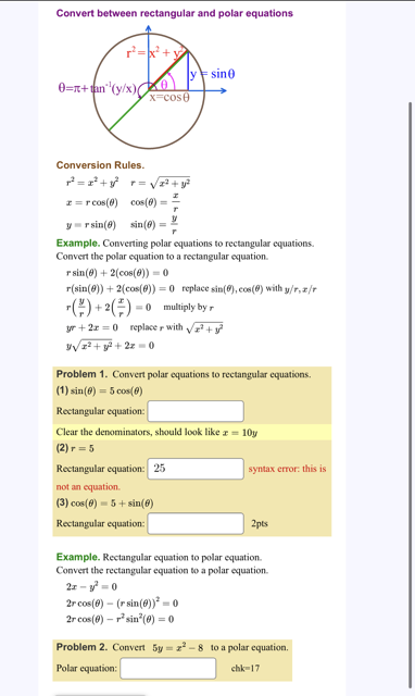 Solved Convert between rectangular and polar equations | Chegg.com