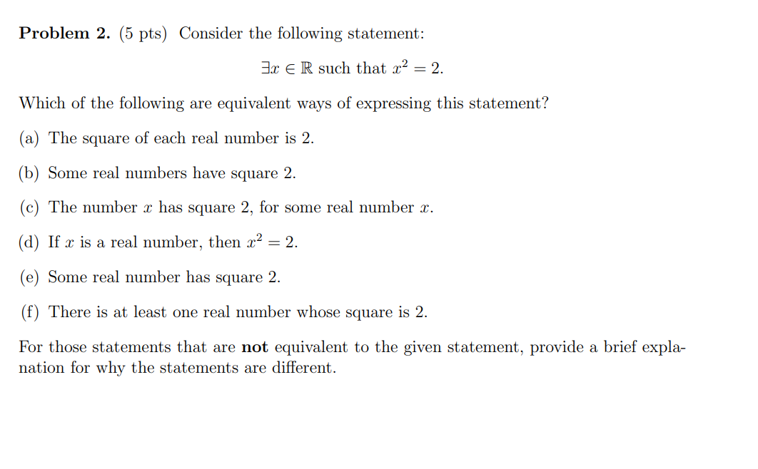 Solved Consider the following statement: such that x^2 = | Chegg.com Solved Consider the following statement: such that x^2 = | Chegg.com