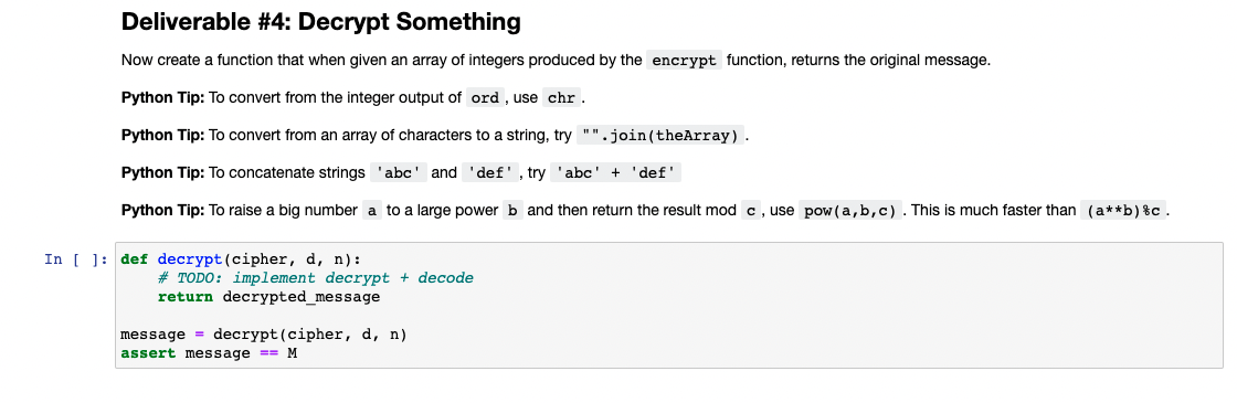 Solved Please help me with this decryption for deliverable | Chegg.com