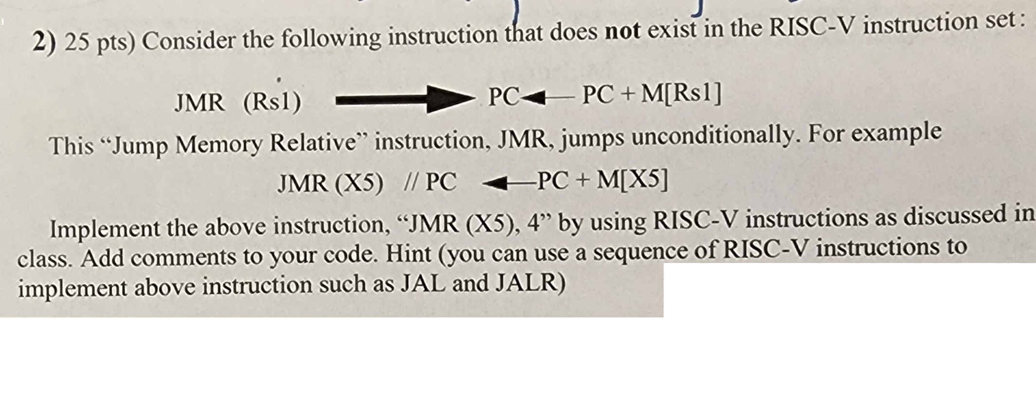 2) 25 pts) Consider the following instruction that | Chegg.com