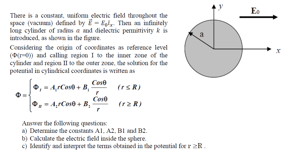Solved Eo a There is a constant, uniform electric field | Chegg.com