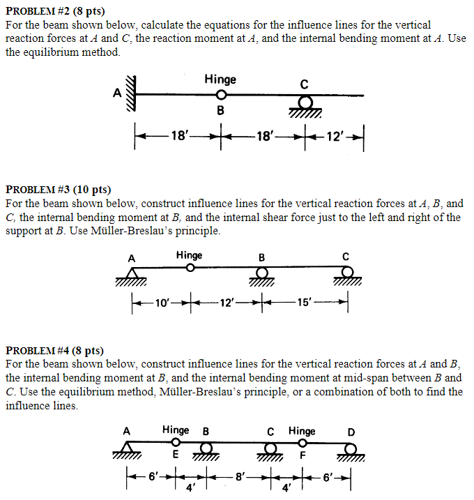 Solved PROBLEM #2 (8 pts) For the beam shown below, | Chegg.com