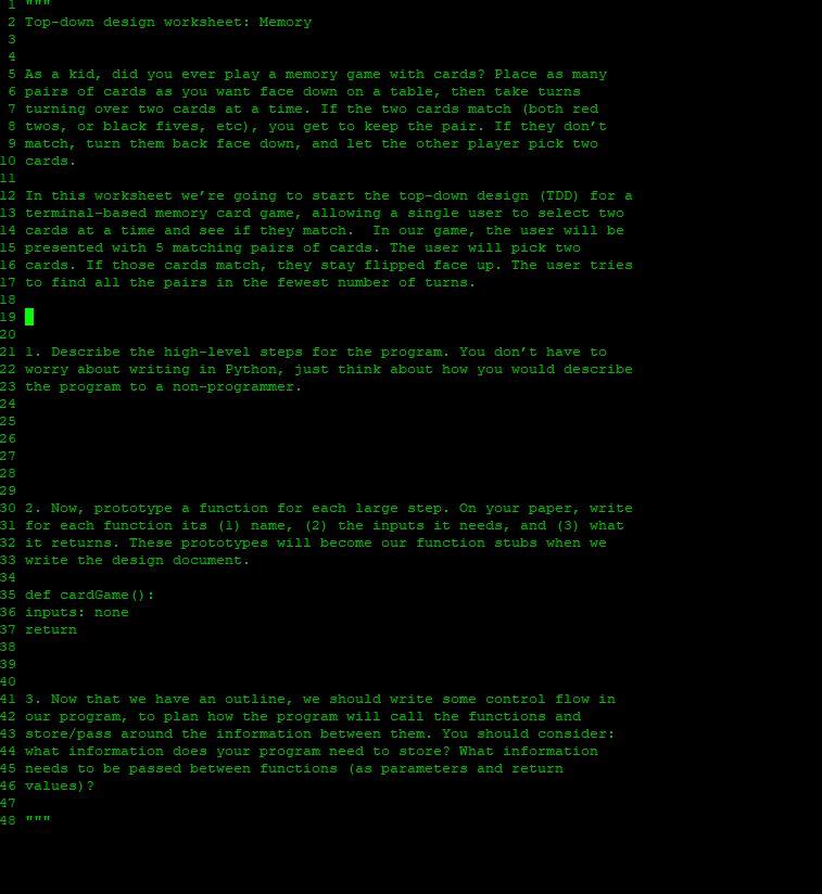 Solved python - memory game design - not code - just | Chegg.com