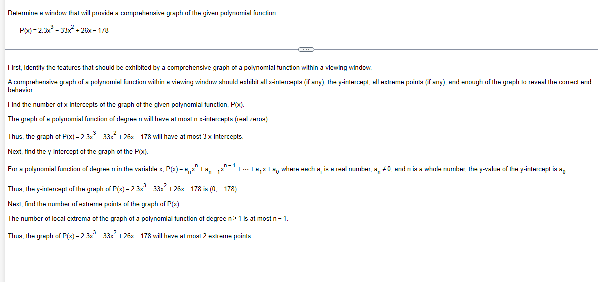 Solved Determine a window that will provide a comprehensive | Chegg.com