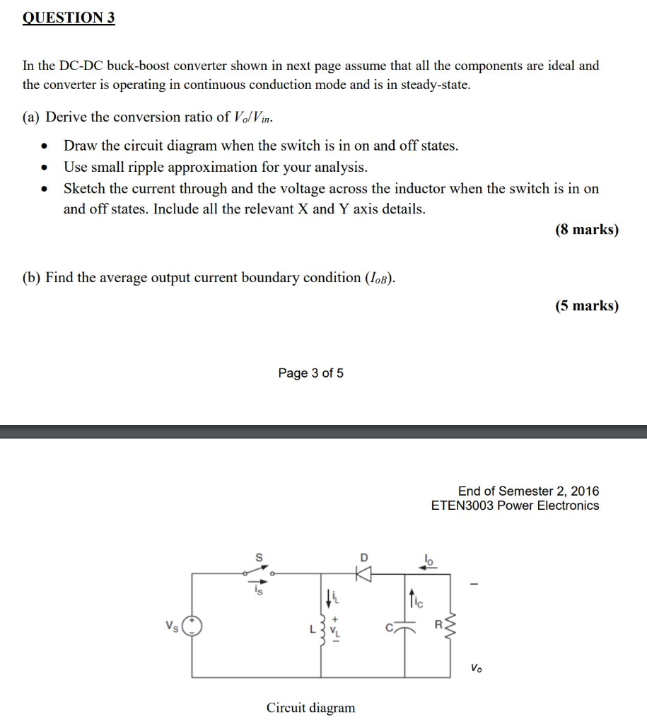 Solved QUESTION 3 In the DC-DC buck-boost converter shown in | Chegg.com