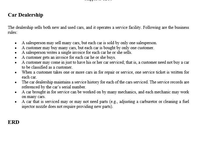 Solved Car Dealership The dealership sells both new and used | Chegg.com