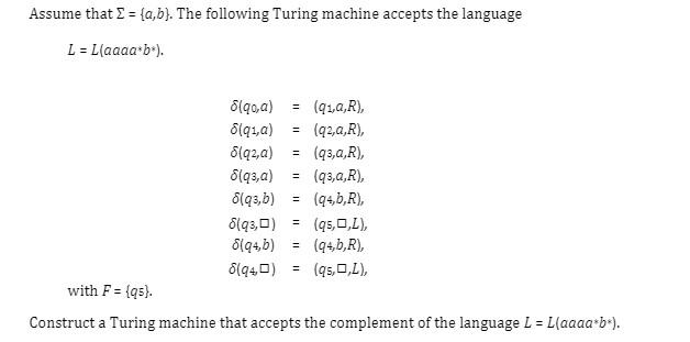 Solved Assume that I = {a,b). The following Turing machine | Chegg.com