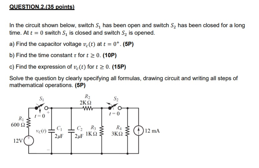 Solved QUESTION.2.(35 points) In the circuit shown below, | Chegg.com