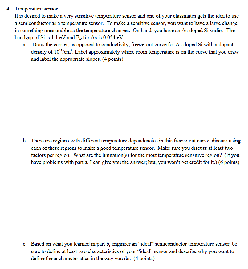 Solved 4. Temperature sensor It is desired to make a very | Chegg.com