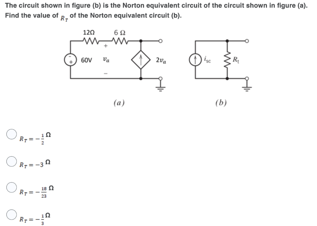 Solved The circuit shown in figure (b) is the Norton | Chegg.com