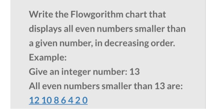Solved Write the Flowgorithm chart that displays all even | Chegg.com