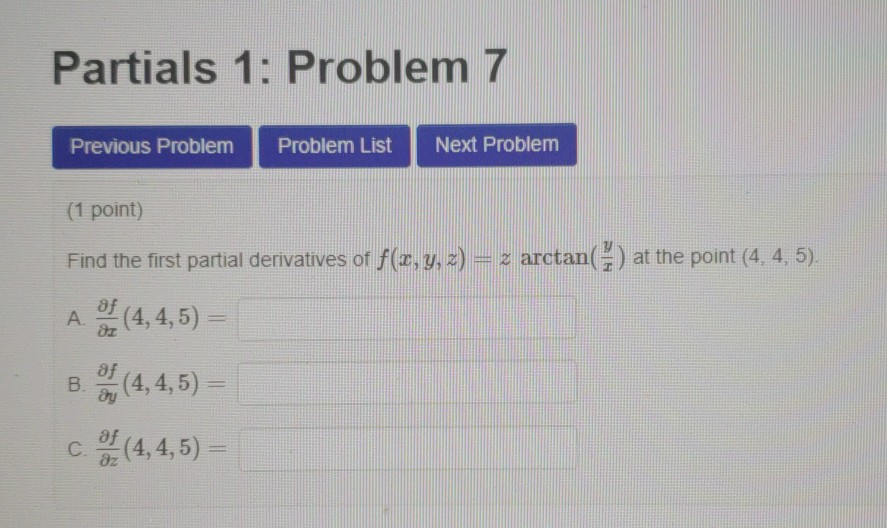 Solved Partials 1: Problem 7 Previous Problem Problem List | Chegg.com