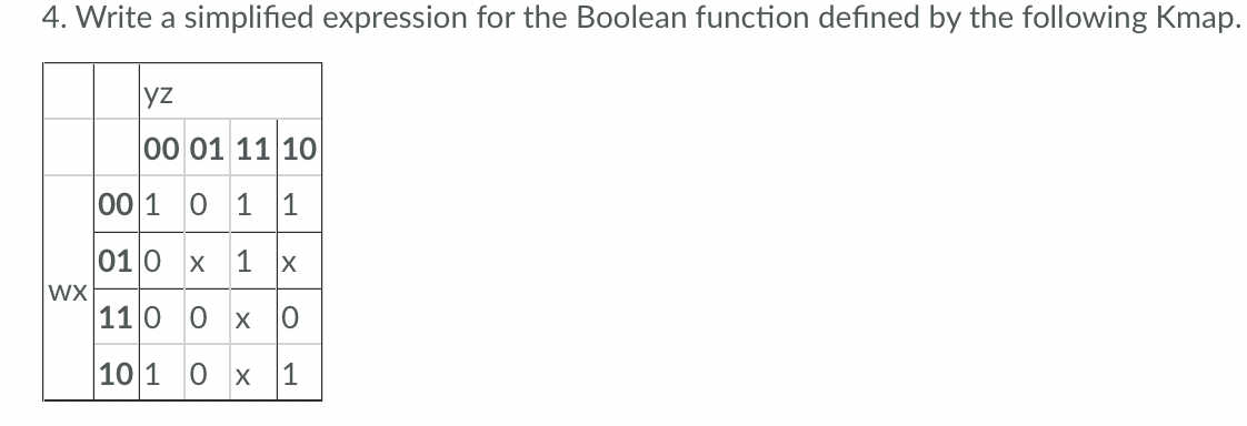 Solved 4. Write a simplified expression for the Boolean | Chegg.com