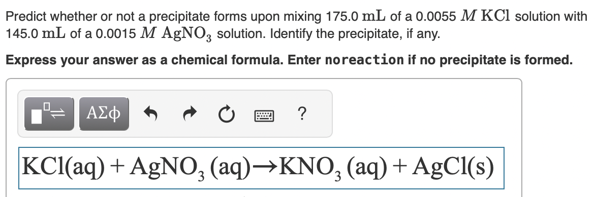 Solved Predict whether or not a precipitate forms upon | Chegg.com