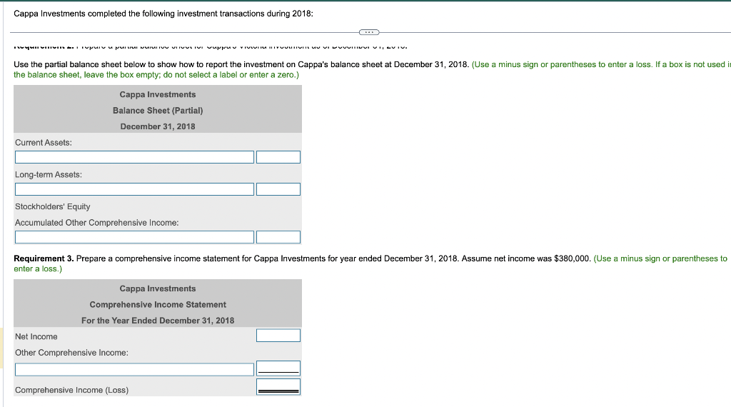 Solved Cappa Investments completed the following investment | Chegg.com