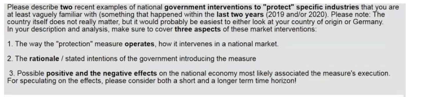 Solved Please describe two recent examples of national | Chegg.com