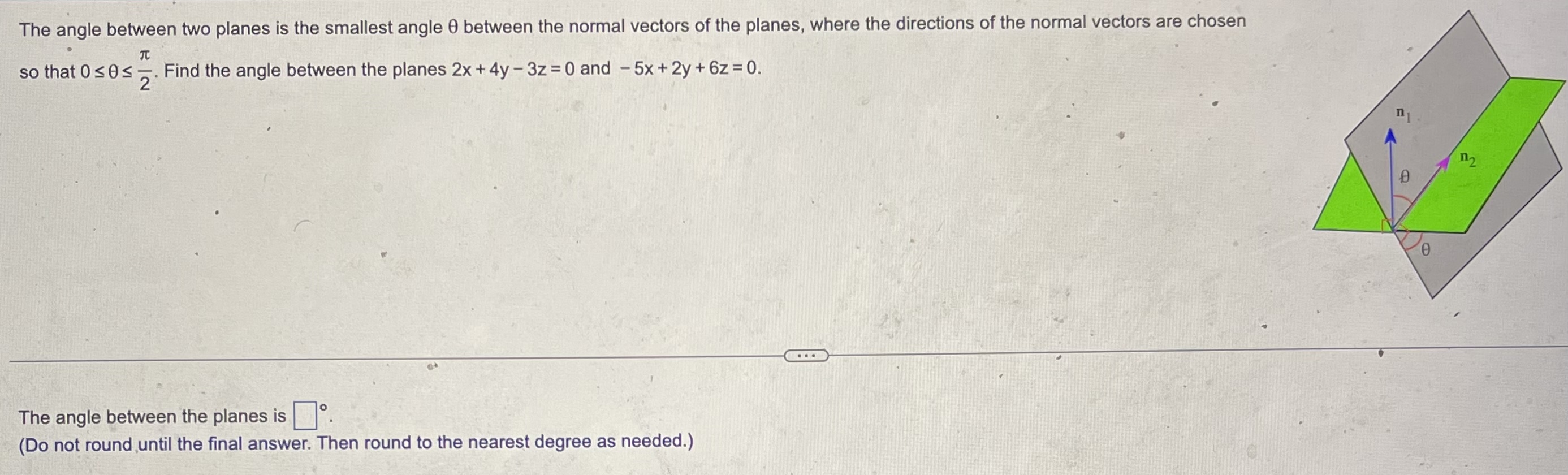 Solved The angle between two planes is the smallest angle θ | Chegg.com