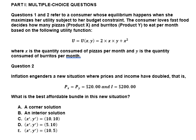 Solved PARTI: MULTIPLE-CHOICE QUESTIONS Questions 1 and 2 | Chegg.com