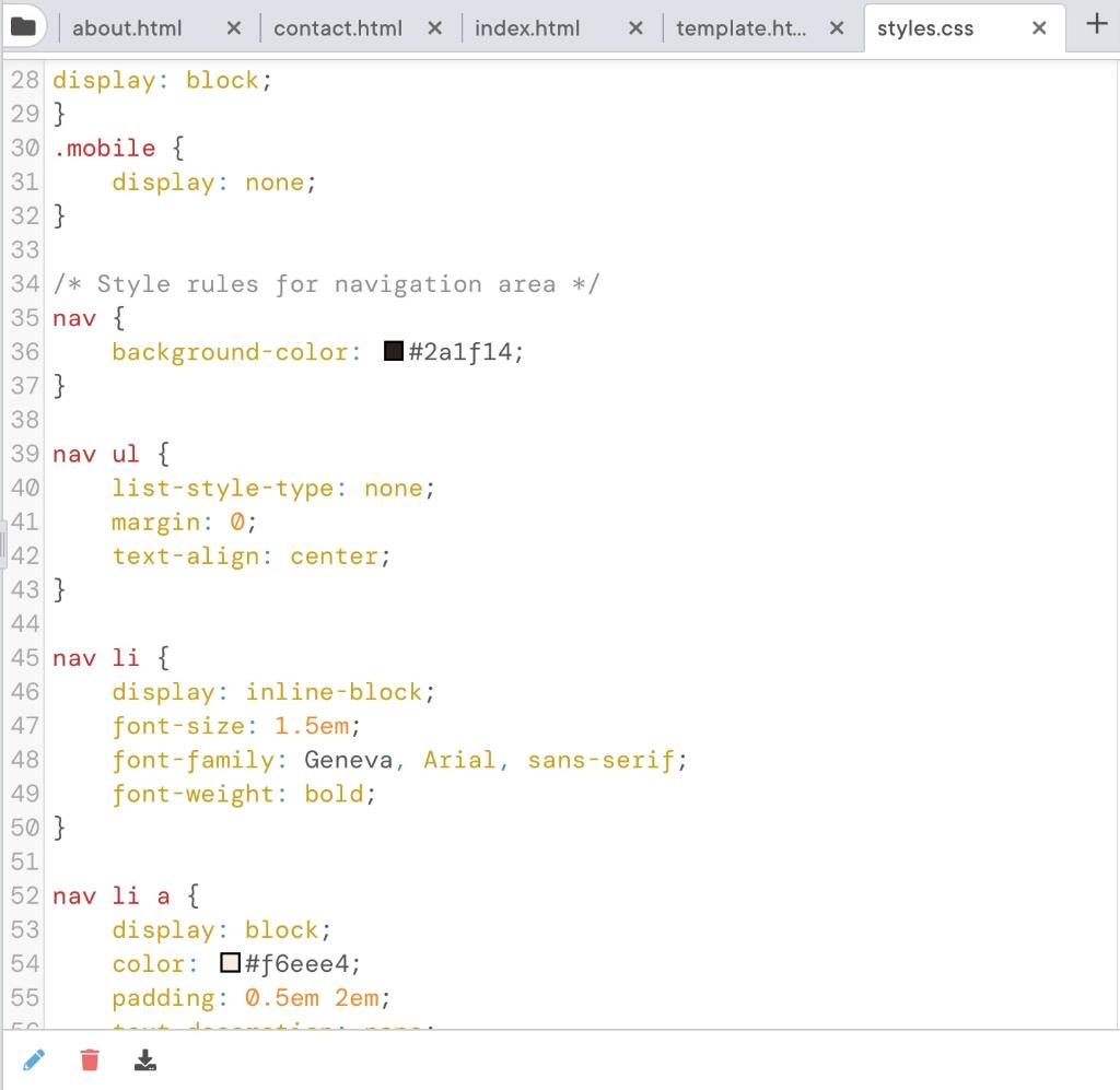 Solved Open the index.html, about.html, contact.html, and | Chegg.com