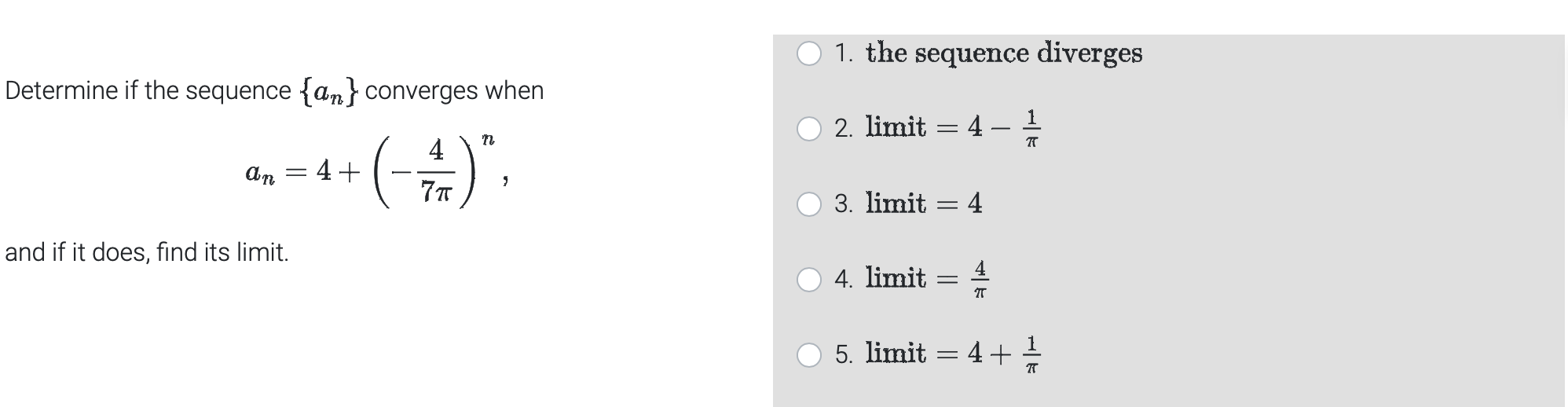 Solved 1. the sequence diverges Determine if the sequence | Chegg.com