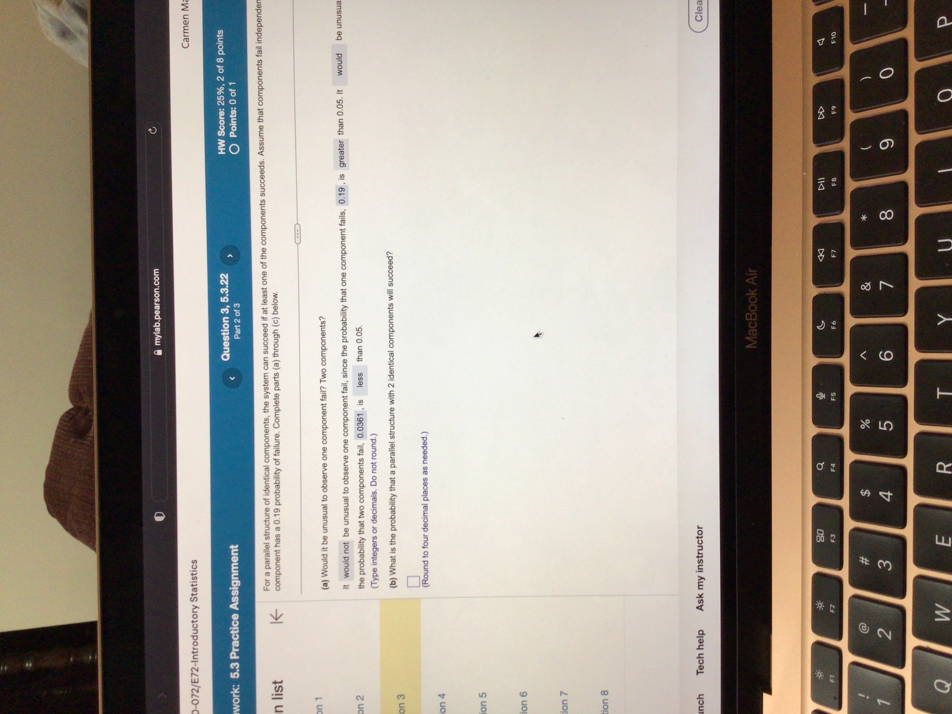 Solved For a parallel structure of identical components, the | Chegg.com