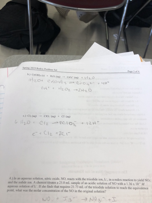 Solved e 2 of 4 Spring 2019 Redox Problem Set reactions in | Chegg.com