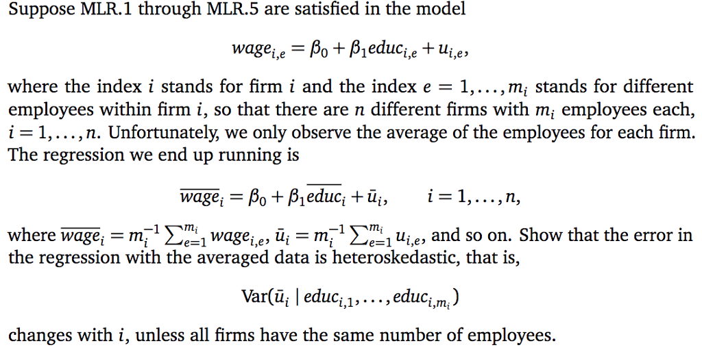 Solved Suppose MLR.1 through MLR.5 are satisfied in the | Chegg.com