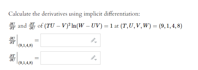 Solved Calculate the derivatives using implicit | Chegg.com