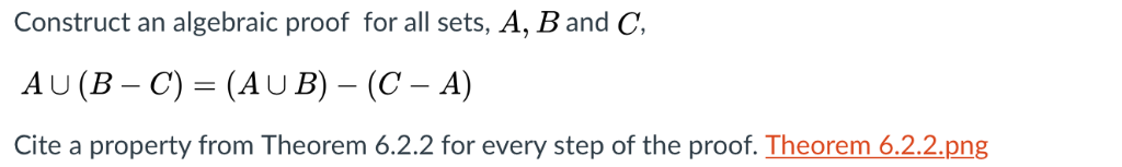Solved Construct an algebraic proof for all sets A, B, and | Chegg.com