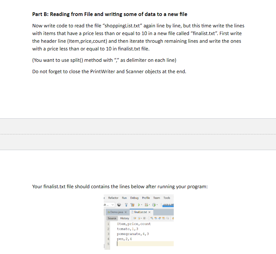 Solved Part B: Reading from File and writing some of data to | Chegg.com