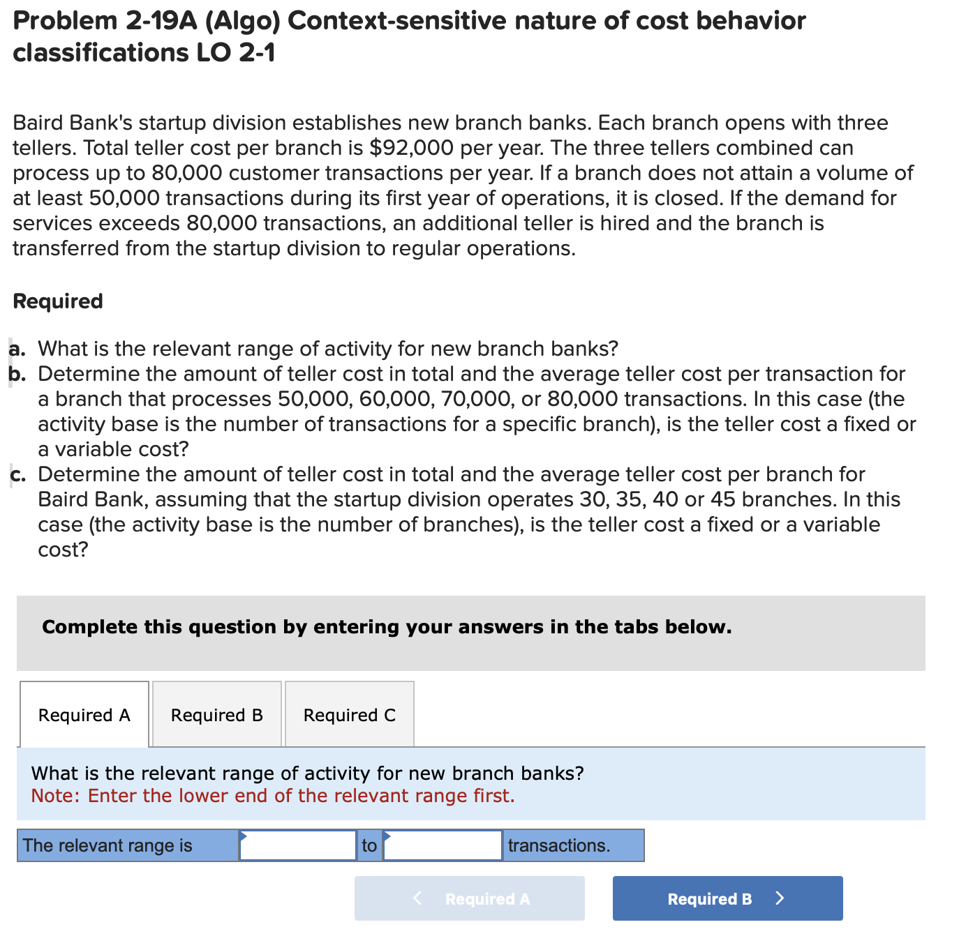 Solved Problem 2-19A (Algo) Context-sensitive nature of cost | Chegg.com