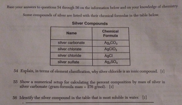 Solved Base your answers to questions 54 through 56 on the | Chegg.com