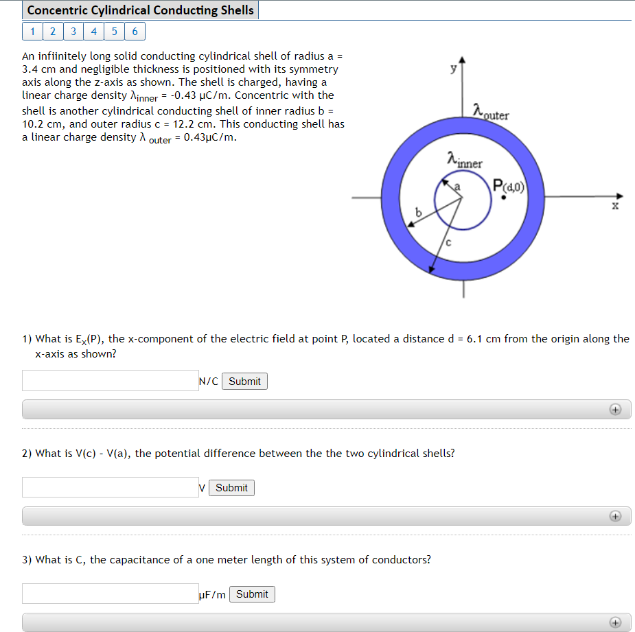 Solved Concentric Cylindrical Conducting Shells 1 2 3 4 5 6 | Chegg.com