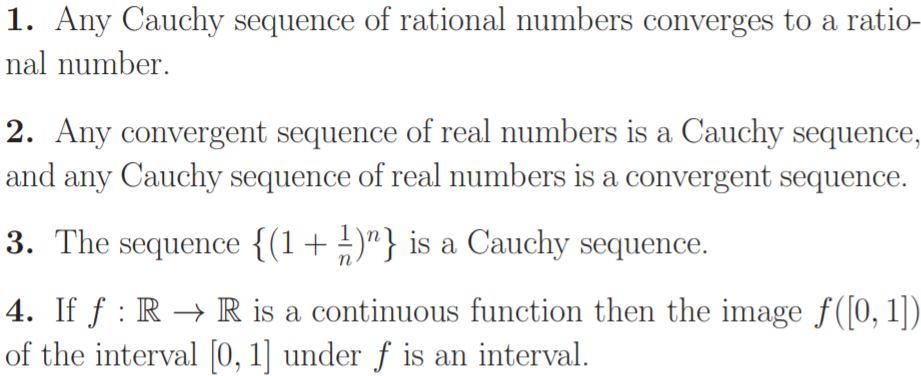 Solved 1. Any Cauchy sequence of rational numbers converges | Chegg.com