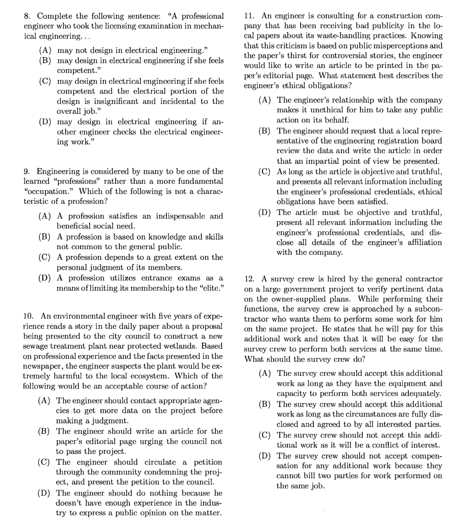 Solved 8. Complete the following sentence: "A professional | Chegg.com