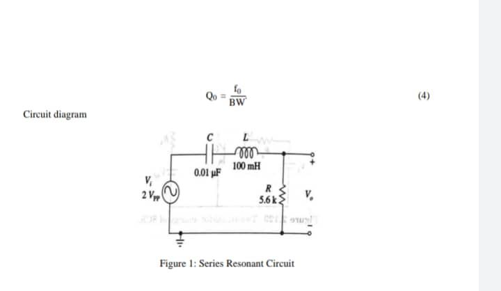 Solved Results Resonant frequency = ...Hz Bandwidth = ... Hz | Chegg.com