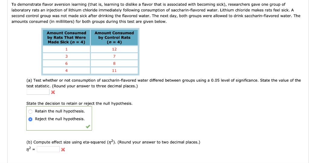 Solved To demonstrate flavor aversion learning (that is, | Chegg.com