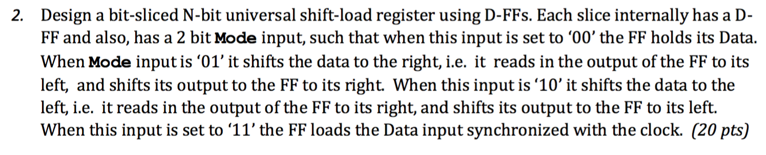 Solved 2. Design a bit-sliced N-bit universal shift-load | Chegg.com