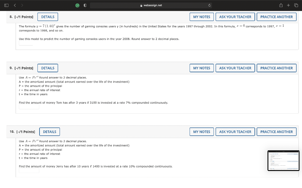 Solved GO webassign.net C + D 8. (-/1 Points] DETAILS MY | Chegg.com