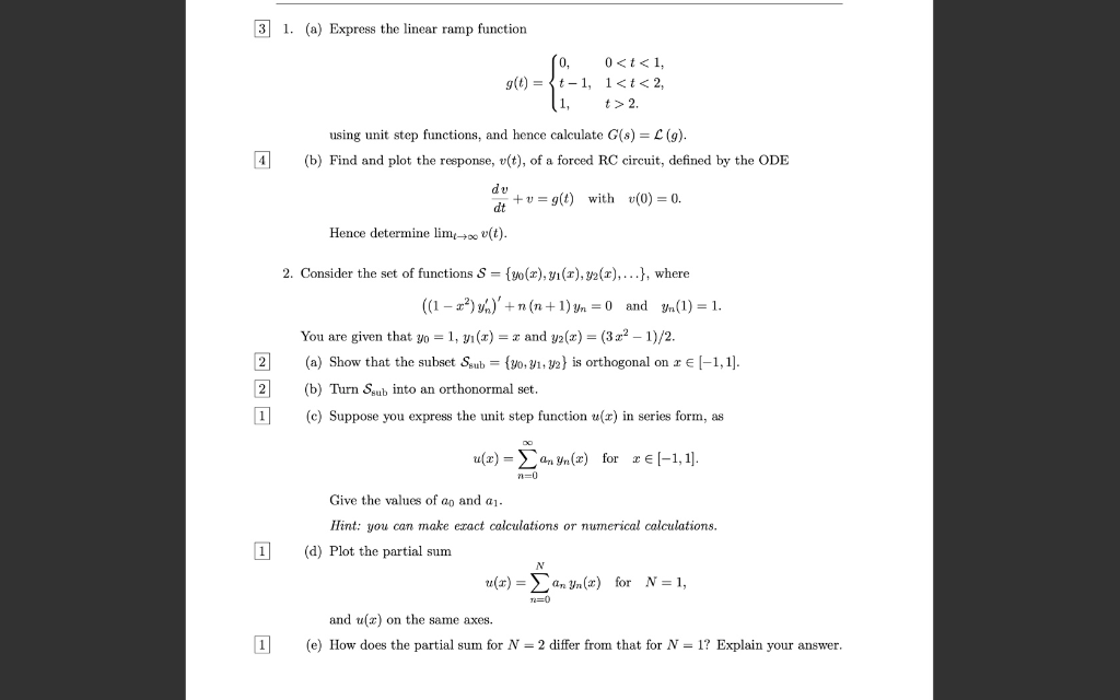 Solved 3 1. (a) Express the linear ramp function (0, 0 2. | Chegg.com