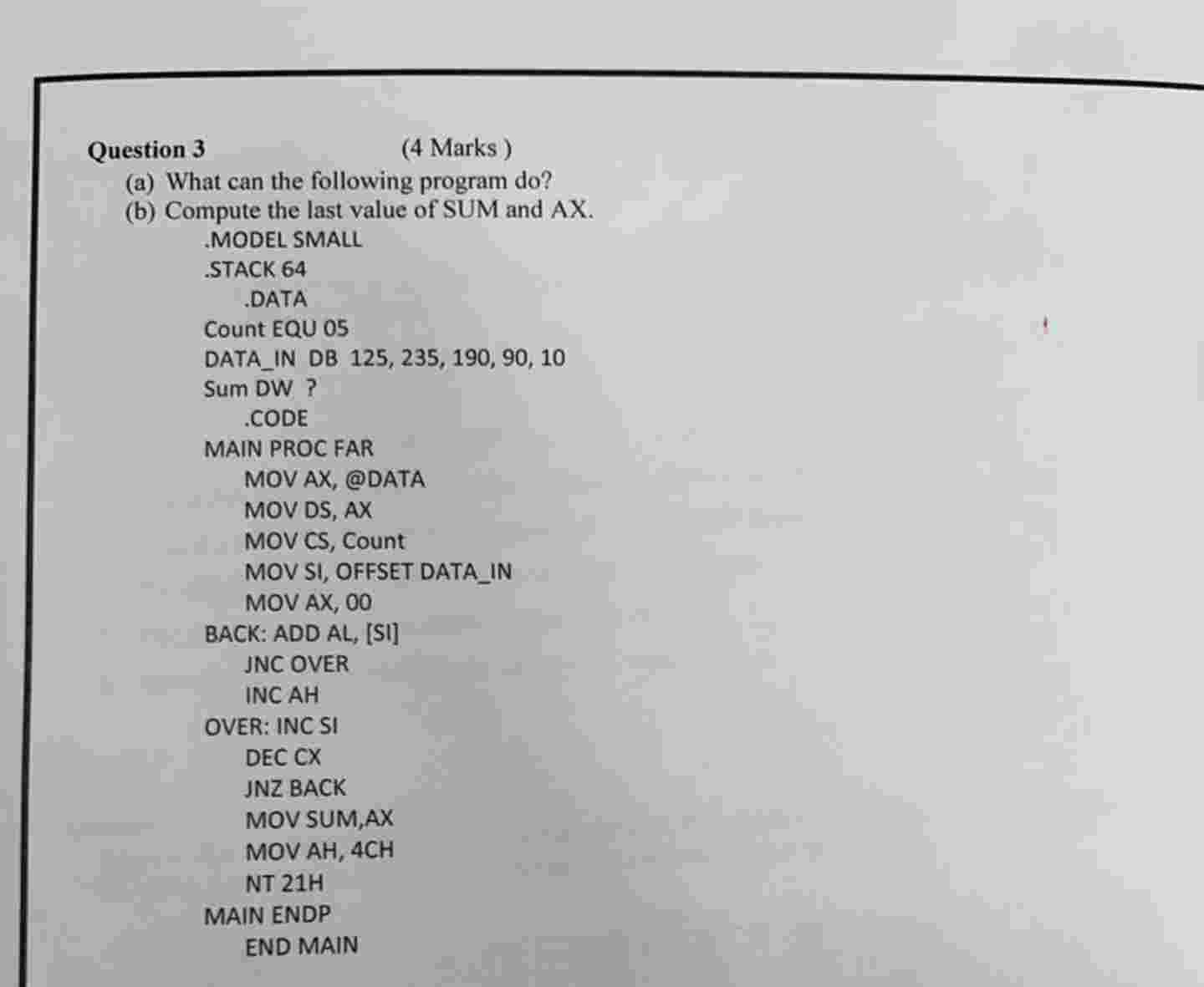 Solved Question 3(4 ﻿Marks)(a) ﻿What can the following | Chegg.com