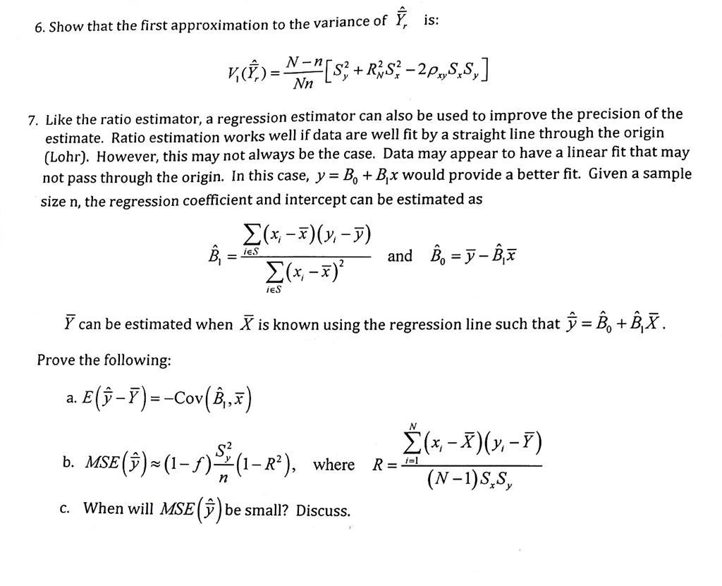Solved 6. Show that the first approximation to the variance | Chegg.com