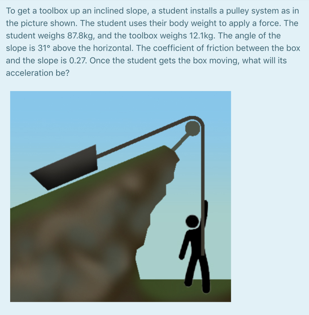 Solved To get a toolbox up an inclined slope, a student | Chegg.com